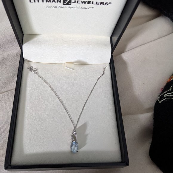 Littman | Jewelry | Littman Jewelers Aquamarine And Diamond Necklace ...